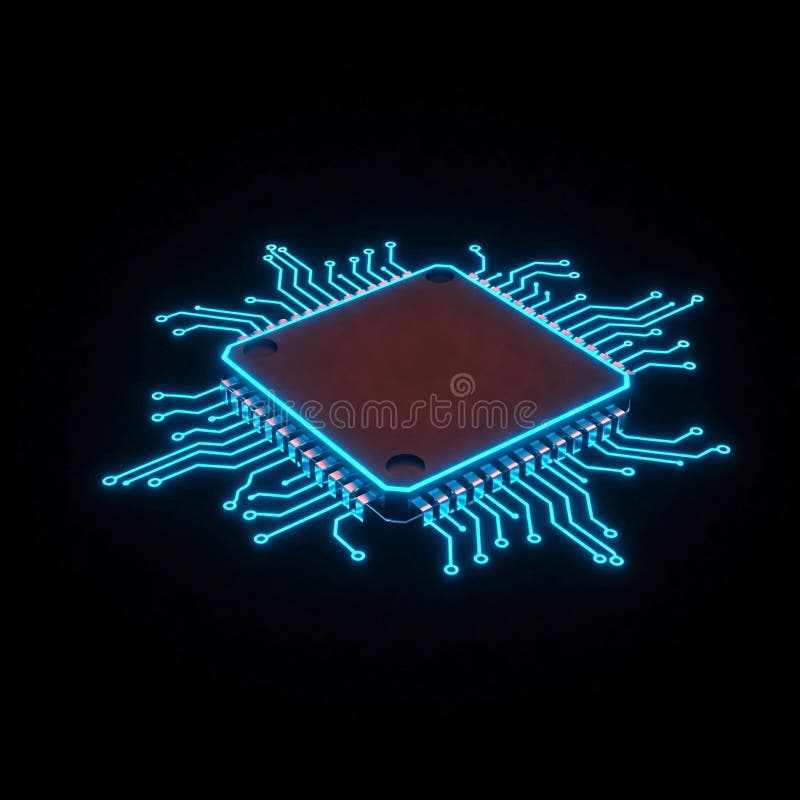 Glowing Integrated Circuit Chip a Technology Industry Symbol - AI ...