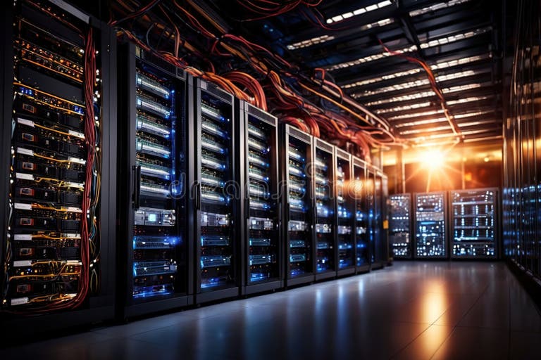 Technology Infrastructure Concept. Data Centers, Servers and ...