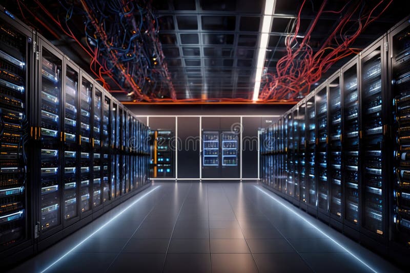 Technology Infrastructure Concept. Data Centers, Servers and ...