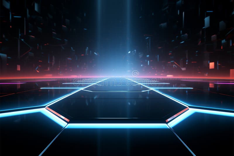 A Technology Infused Future Laser Horizon in an Abstract 3D Backdrop ...