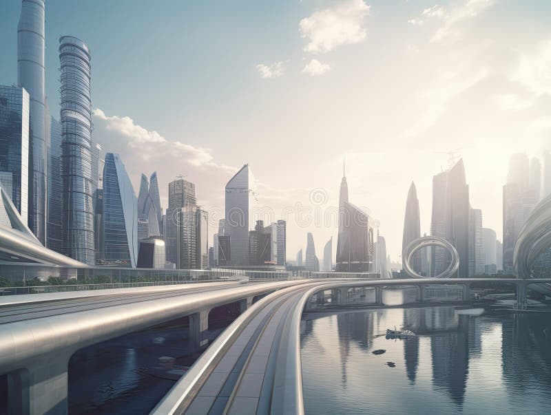 Technology and Innovation Concept with Futuristic Cityscape, Ai ...