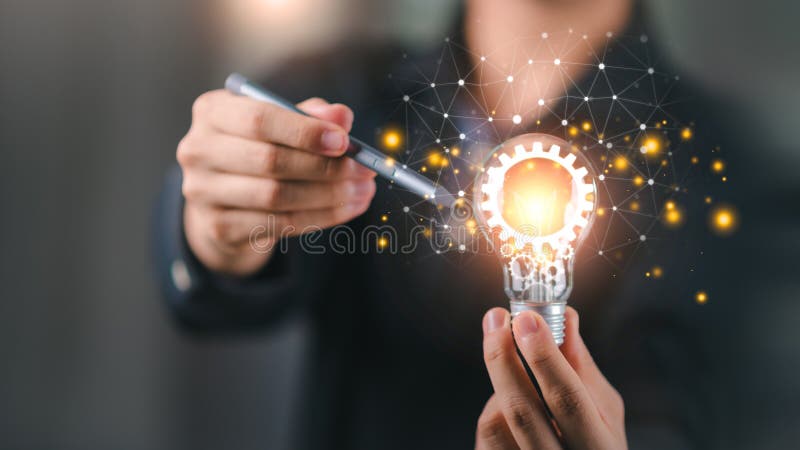 Technology and Innovation Concept Showing Illuminated Light Bulb with ...