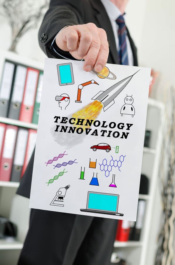 Technology Innovation Concept Shown by a Businessman Stock Illustration ...