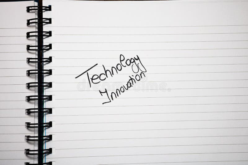 Technology Innovation Handwriting Text on Paper, on Office Agenda. Copy ...