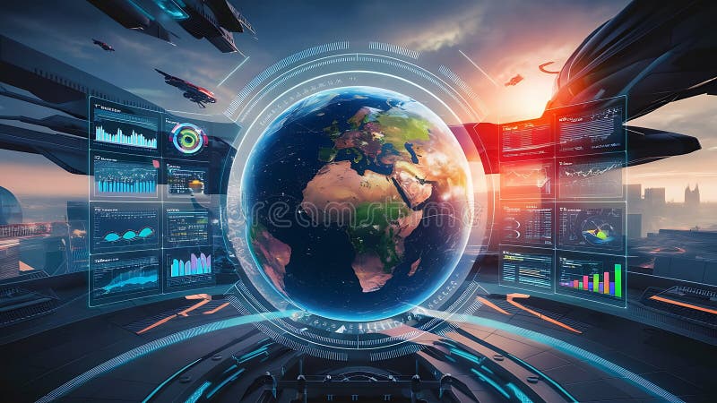 Technology, Innovation, and Infographic Concept, Eart Hud, Futuristic ...