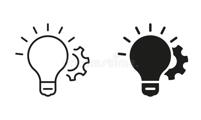 Technology Innovation Light Bulb, Cog Wheel Pictogram. Power of ... Technology Innovation Light Bulb, Cog Wheel Pictogram. Power of ...