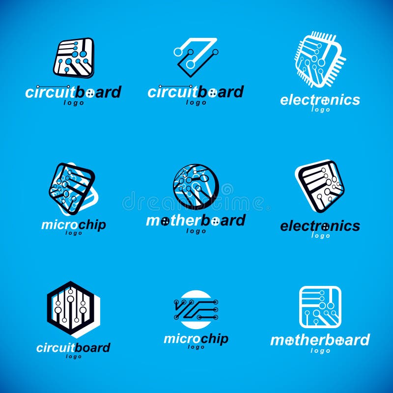 Technology Innovation Logos. Set of Vector Abstract Computer Cir Stock ...