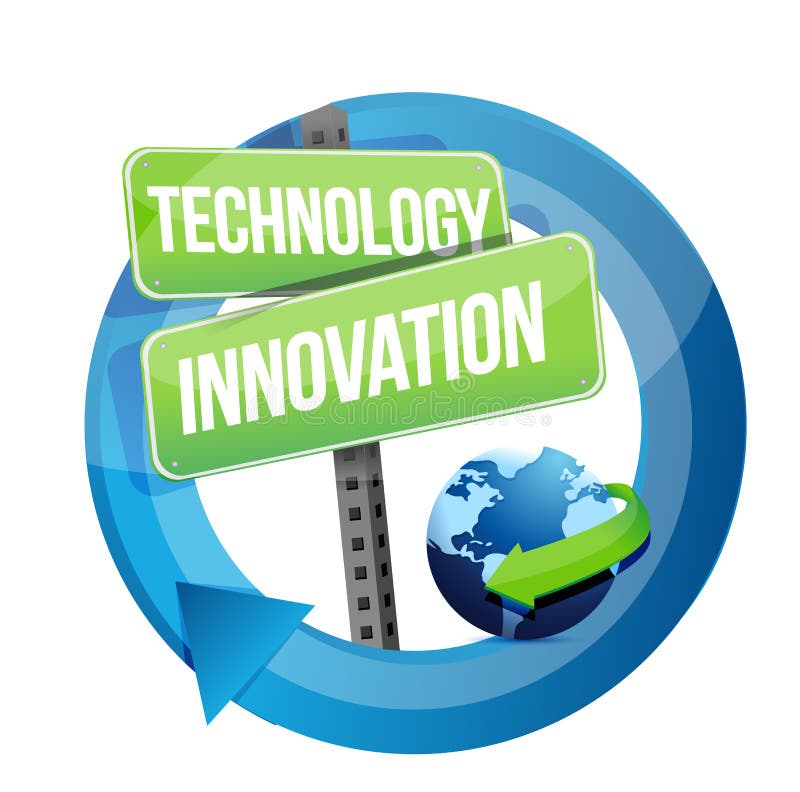 Technology Innovation Street Sign Stock Illustration - Illustration of ...