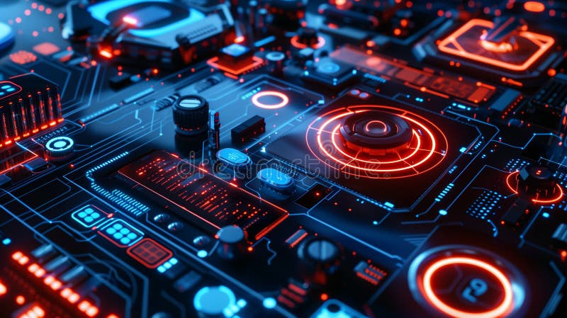 Technology and Innovation Theme Featuring Futuristic Gadgets and ...