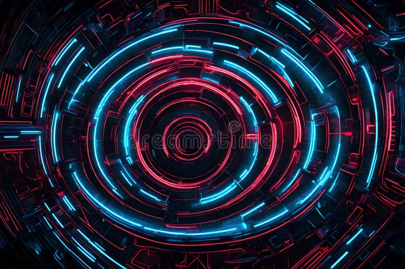 Technology-inspired Abstract Background with Blue and Red Lines. High ...