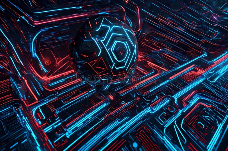 Technology-inspired Abstract Background Featuring Blue and Red Lines ...