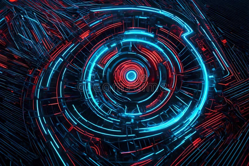 Technology-inspired Abstract Background Featuring Blue and Red Lines ...
