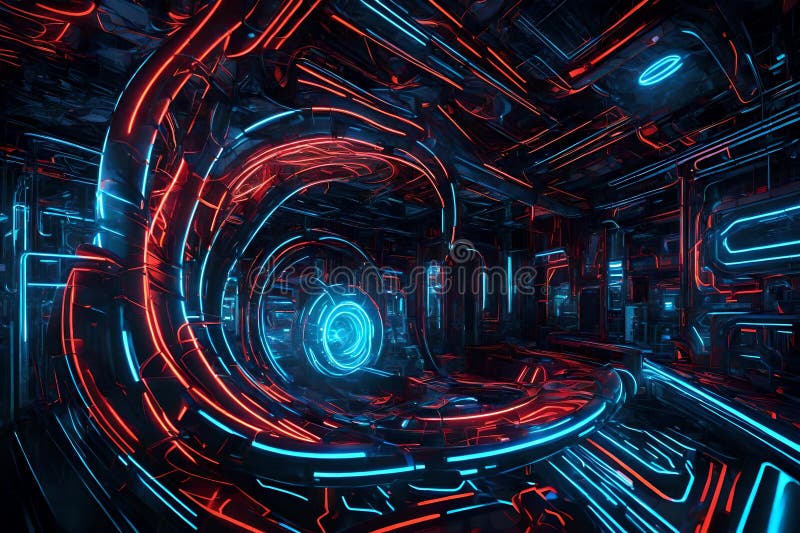 Technology-inspired Abstract Background Featuring Blue and Red Lines ...