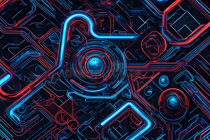 Technology-inspired Abstract Background Featuring Blue and Red Lines ...