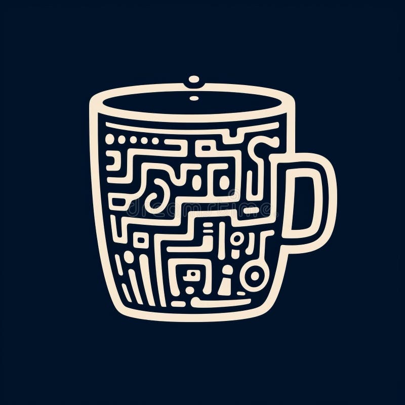 Technology-inspired Coffee Cup with Circuit Design Stock Illustration ...