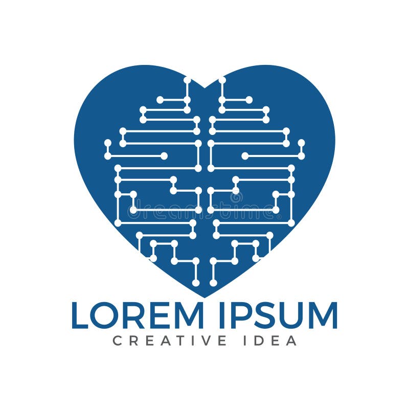 Technology Integrate Heart Shape Logo Design. Love Tech Sign. Stock ...