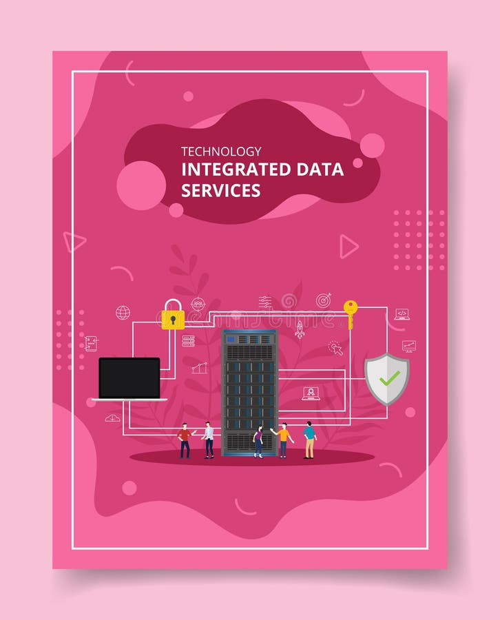 Technology Integrated Data Services People Standing Around Big Server ...