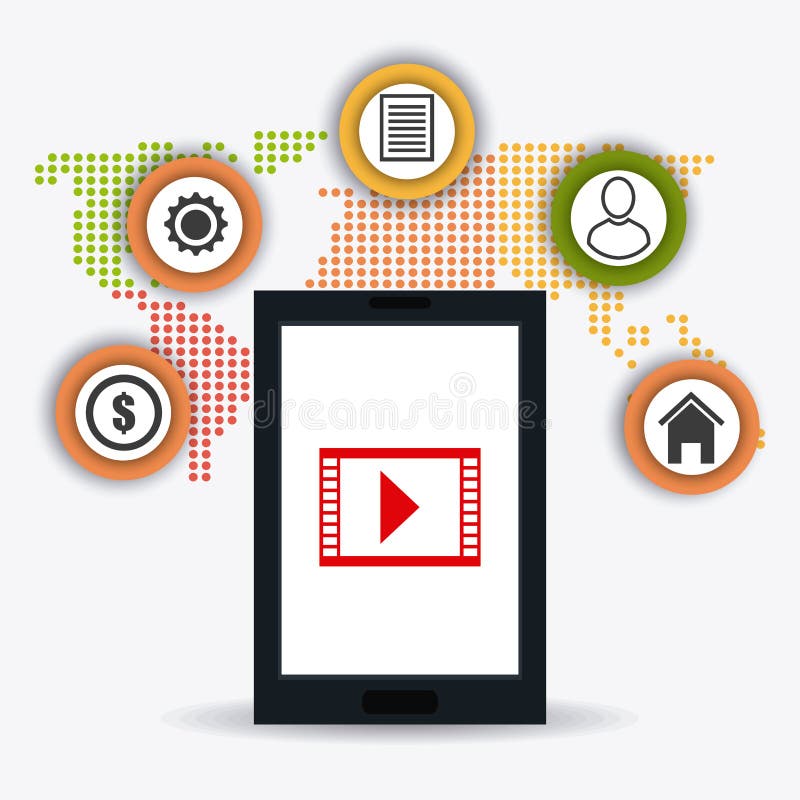 Internet for Multimedia Sharing Stock Illustration - Illustration of ...