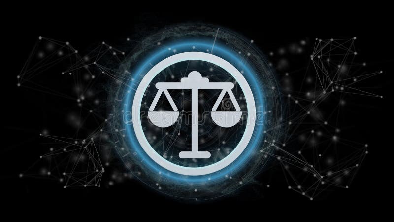 Technology Justice Icon on a Circle Isolated on a Background 3d ...