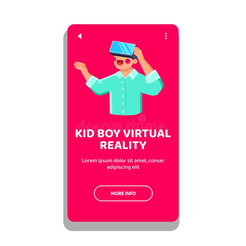 Technology Kid Boy Virtual Reality Vector Stock Illustration ...