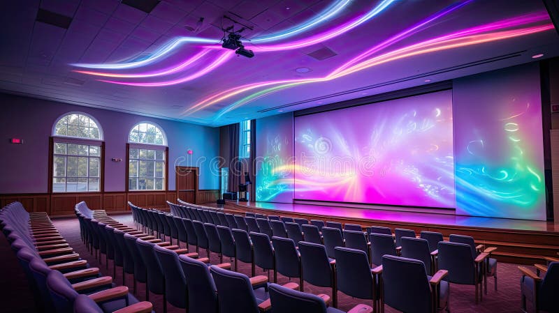 Technology Lecture Hall Lighting Stock Illustration - Illustration of ...