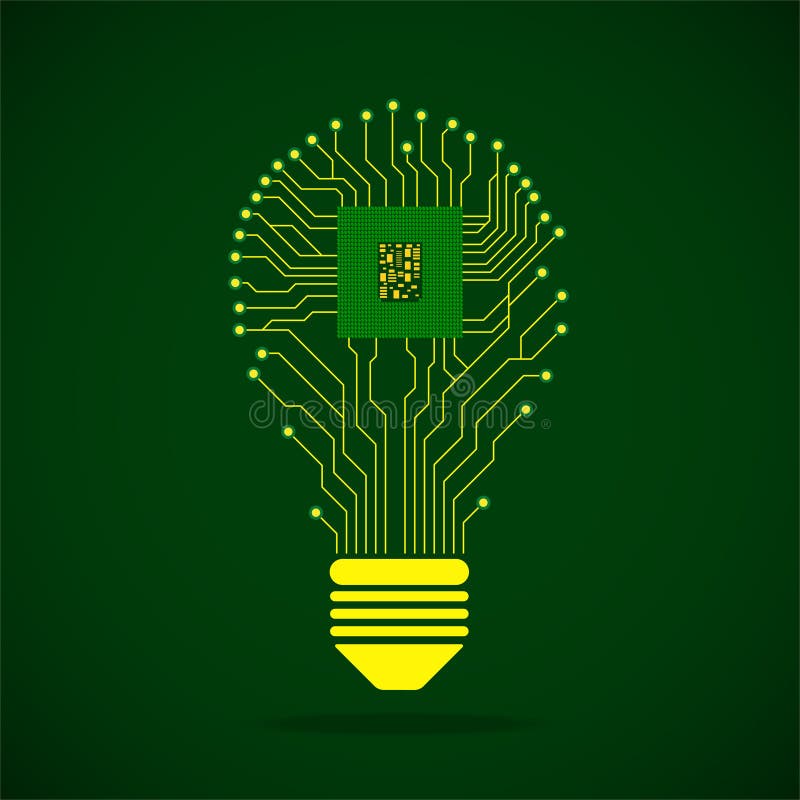 Technology Light Bulb Circuit Board with Cpu Inside Stock Vector ...