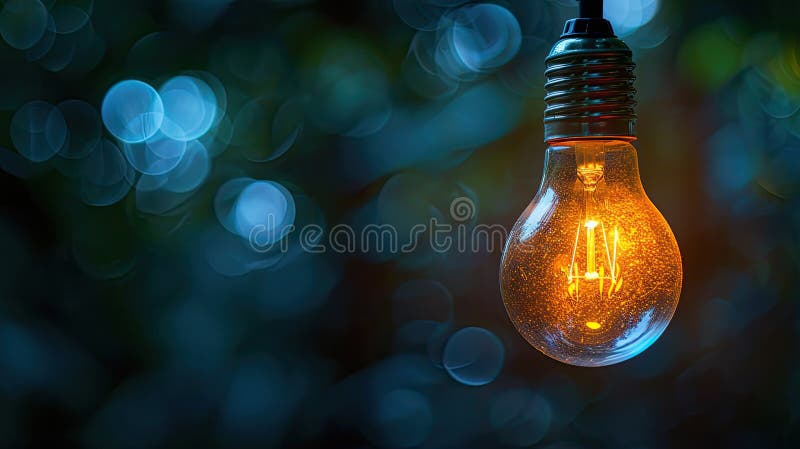 Technology Light Bulb in the Dark Stock Illustration - Illustration of ...