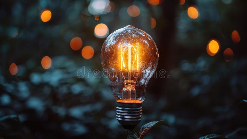 Technology Light Bulb in the Dark Stock Illustration - Illustration of ...