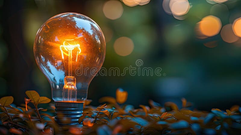 Technology Light Bulb in the Dark Stock Illustration - Illustration of ...