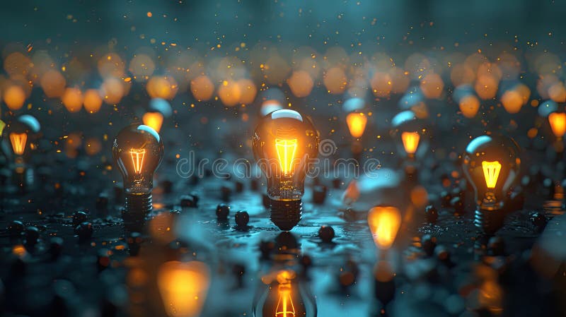 Technology Light Bulb in the Dark Stock Illustration - Illustration of ...
