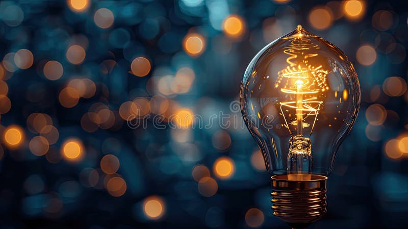 Technology Light Bulb in the Dark Stock Image - Image of glowing ...