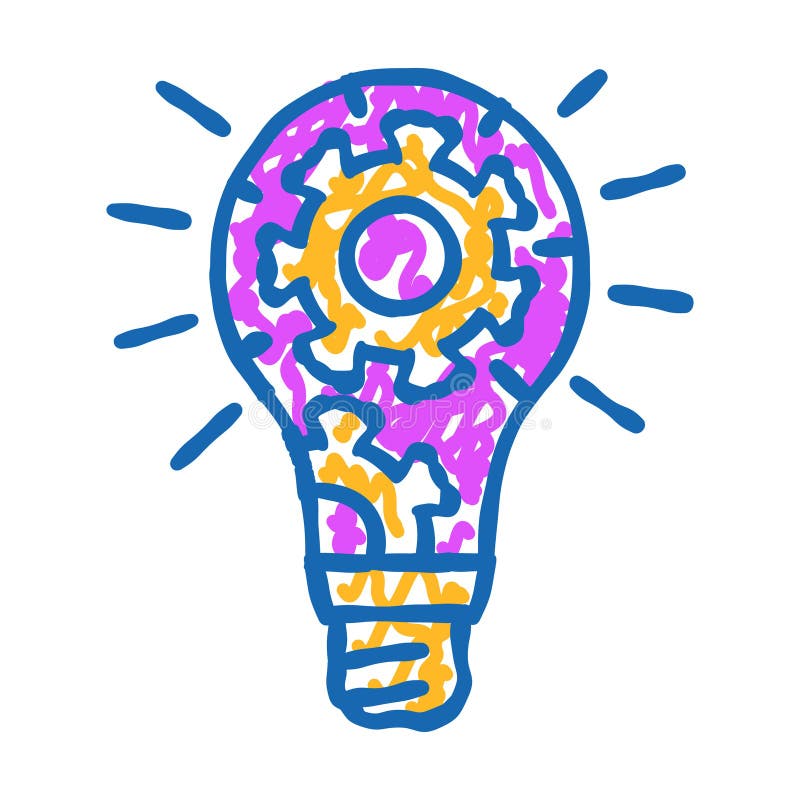 Technology Light Bulb Icon Doodle Illustration Stock Vector ...