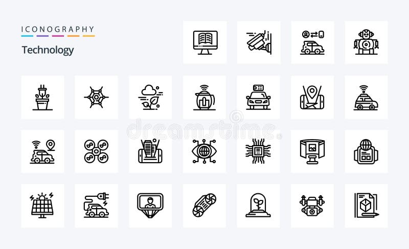 25 Technology Line Icon Pack. Vector Icons Illustration Stock Vector ...