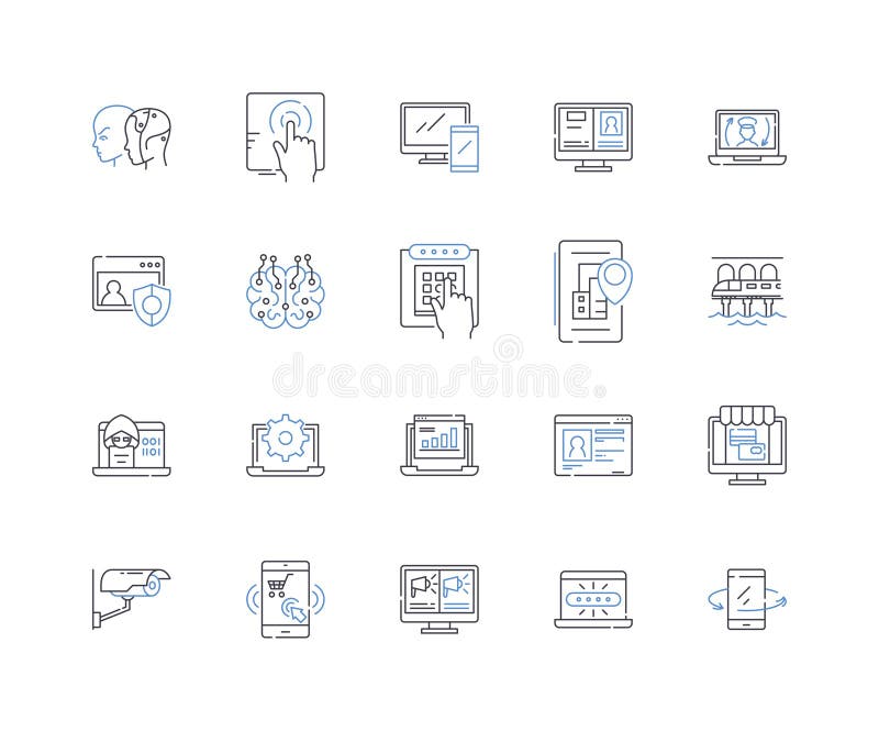 Technology Line Icons Collection Innovation Automation Digitalization Virtualization