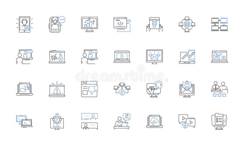 Technology Line Icons Collection Innovation Automation Robotics Algorithm Artificial
