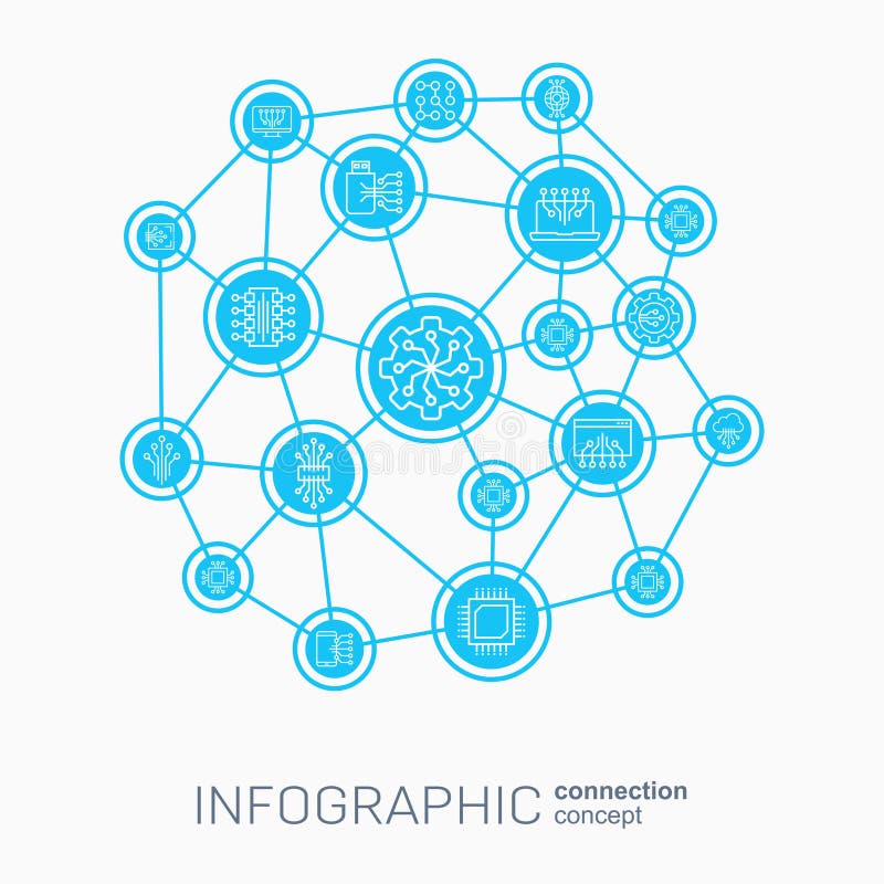Technology Line Icons Connection Concept for Science Stock Vector ...