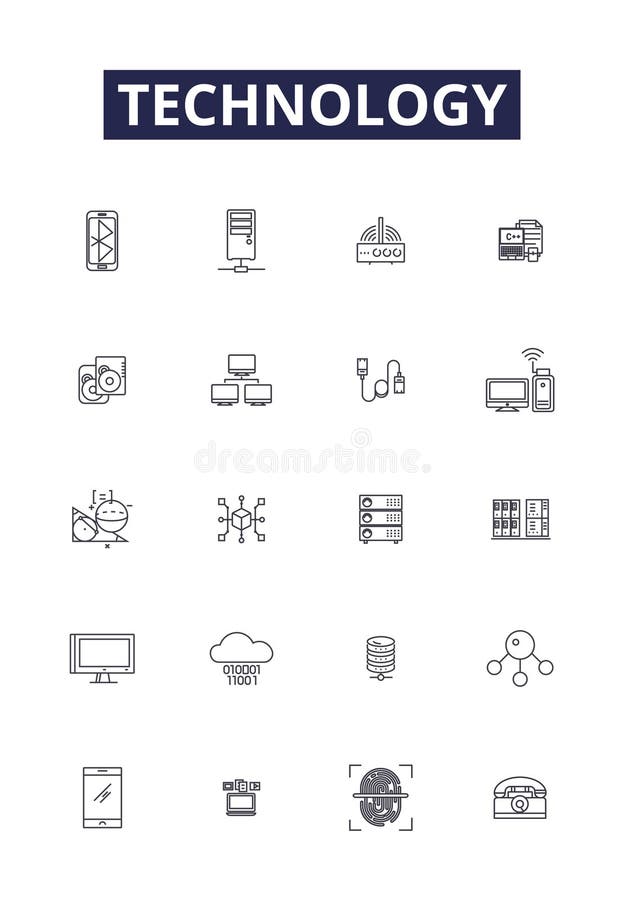 Technology Line Vector Icons And Signs It Electronics Robotics