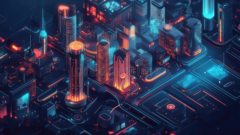 Technology Loading Smart City Map Stock Illustration - Illustration of ...