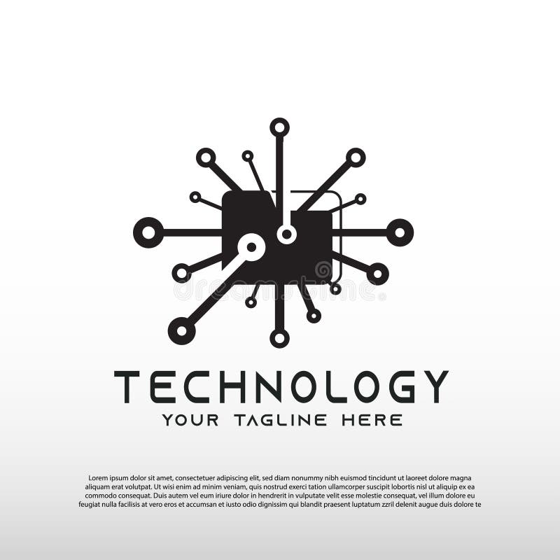 Technology Logo with Human Brain Concept, Technology Icon, Illustration ...
