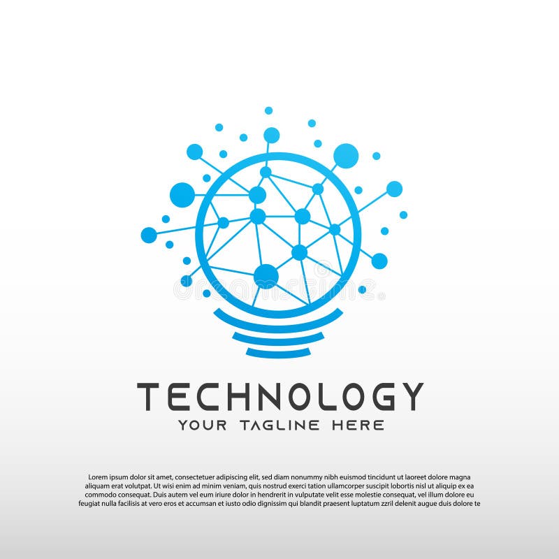 Technology Logo with Concept of Light Bulb and Network. Illustration ...