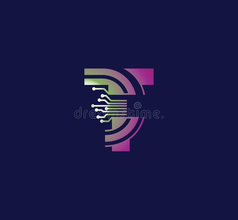 T Letter Technology Logo Design. with Communication Service. Modern Design Stock Vector ...
