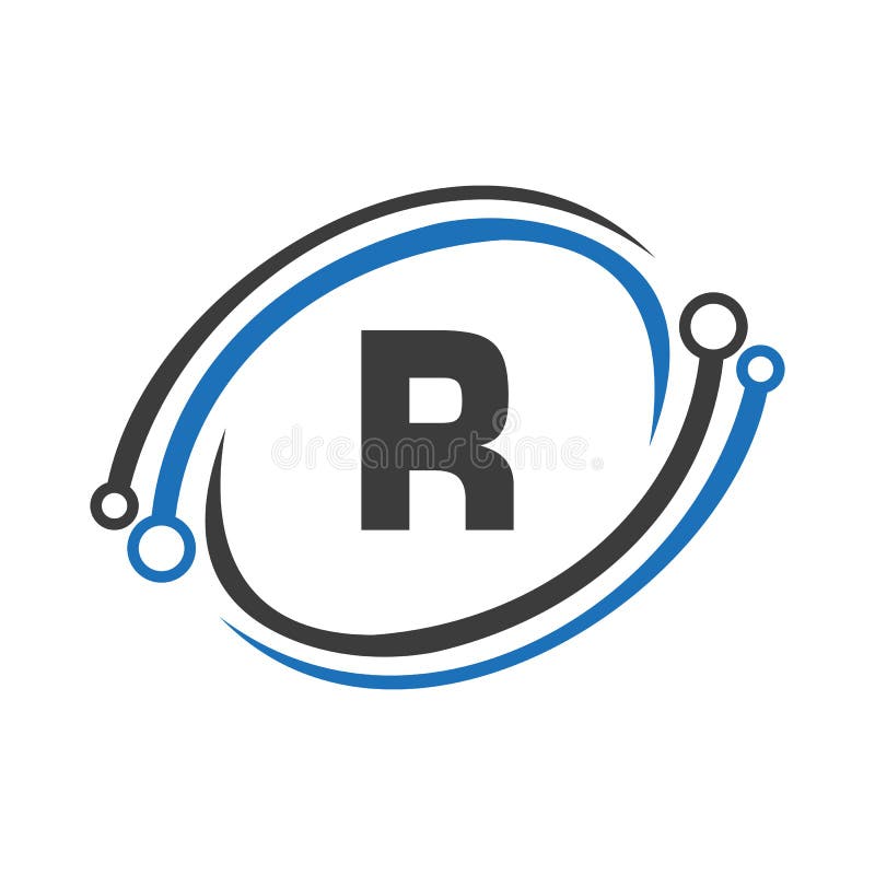 Technology Logo Design on R Letter Concept. Technology Network Logo ...