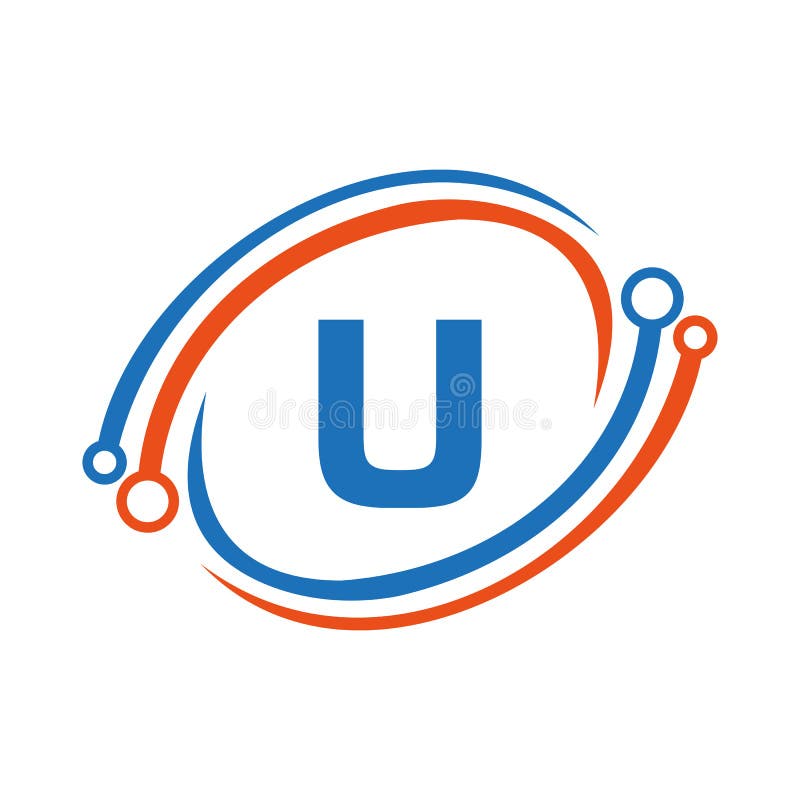 Technology Logo Design on U Letter Concept. Technology Network Logo ...