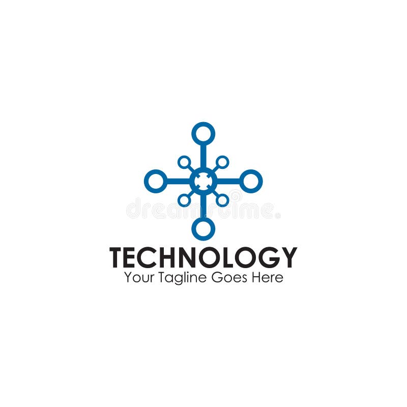 Technology Logo Design with Using Circuit Element Vector Template Stock ...