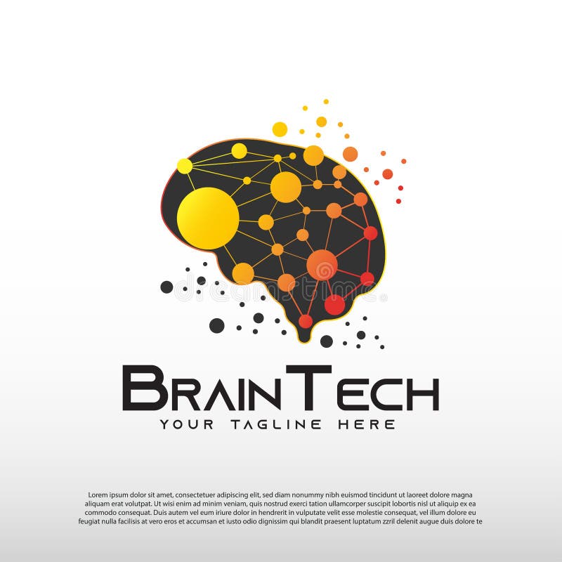Technology Logo with Human Brain Concept, Technology Icon, Illustration ...