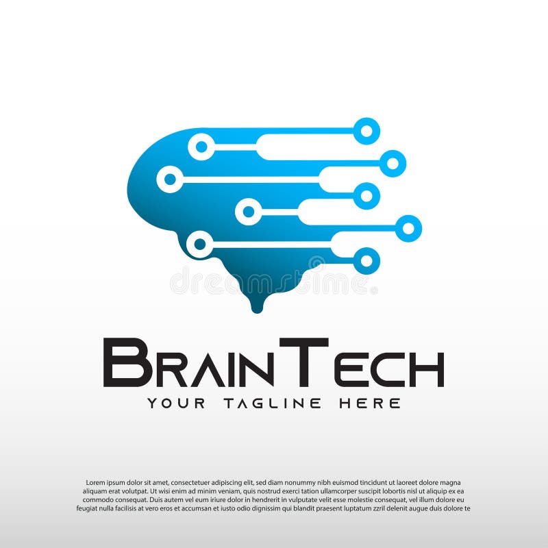 Technology Logo with Human Brain Concept, Technology Icon, Illustration ...