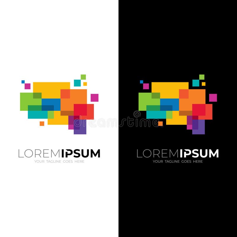 Technology Logo with Pixel Icon, Brain Logo and Pixel Design ...
