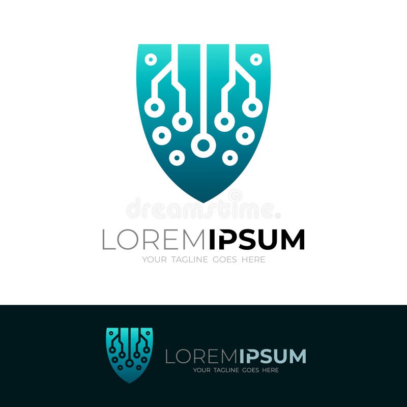 Technology Logo and Shield Design Combination, Electronic Defense Logo ...