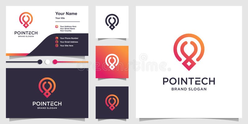 Technology Logo Template with Point Location Concept Premium Vector ...