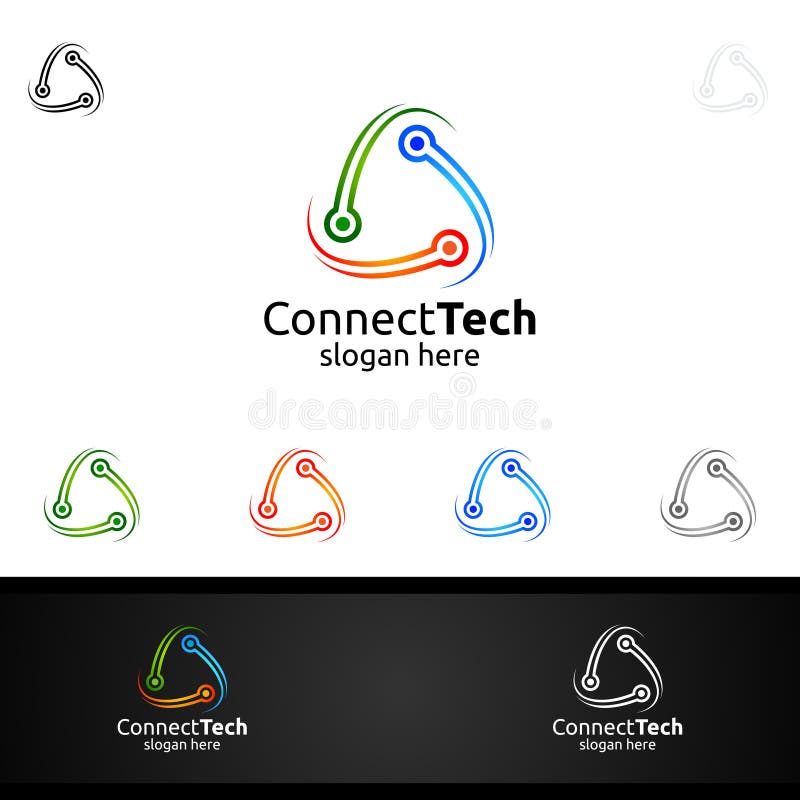 Technology Logo with Wires it and Electronic Cable, Connection Pixel ...